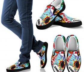 Ladies Pop Culture Slipon Designer Shoes, Handmade Women Shoes, Slip On ...