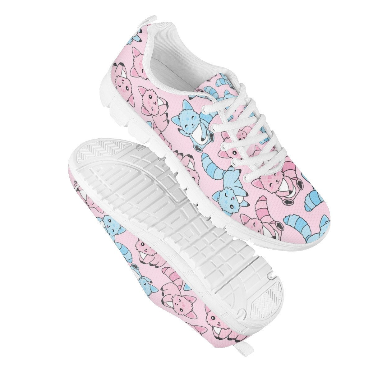 Cute Cat Shoes, Custom Kitty Shoes, Women Donut Sneakers, Cute Pink And ...