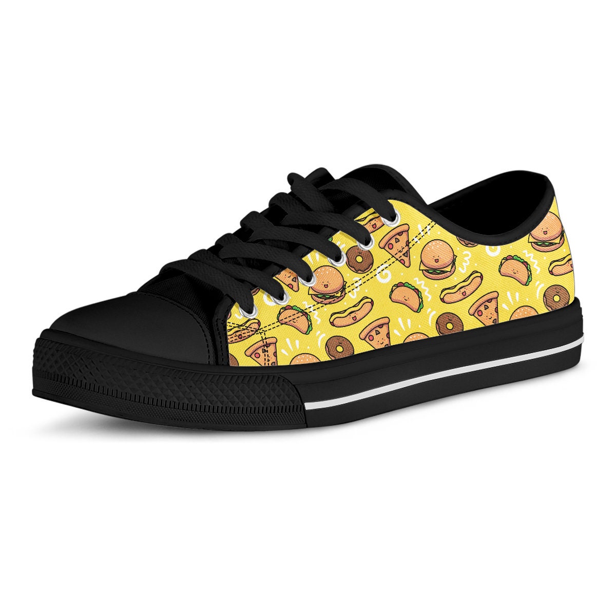Burger Low Top Shoes, Custom Kawaii Shoes, Fast Food Women Sneakers ...