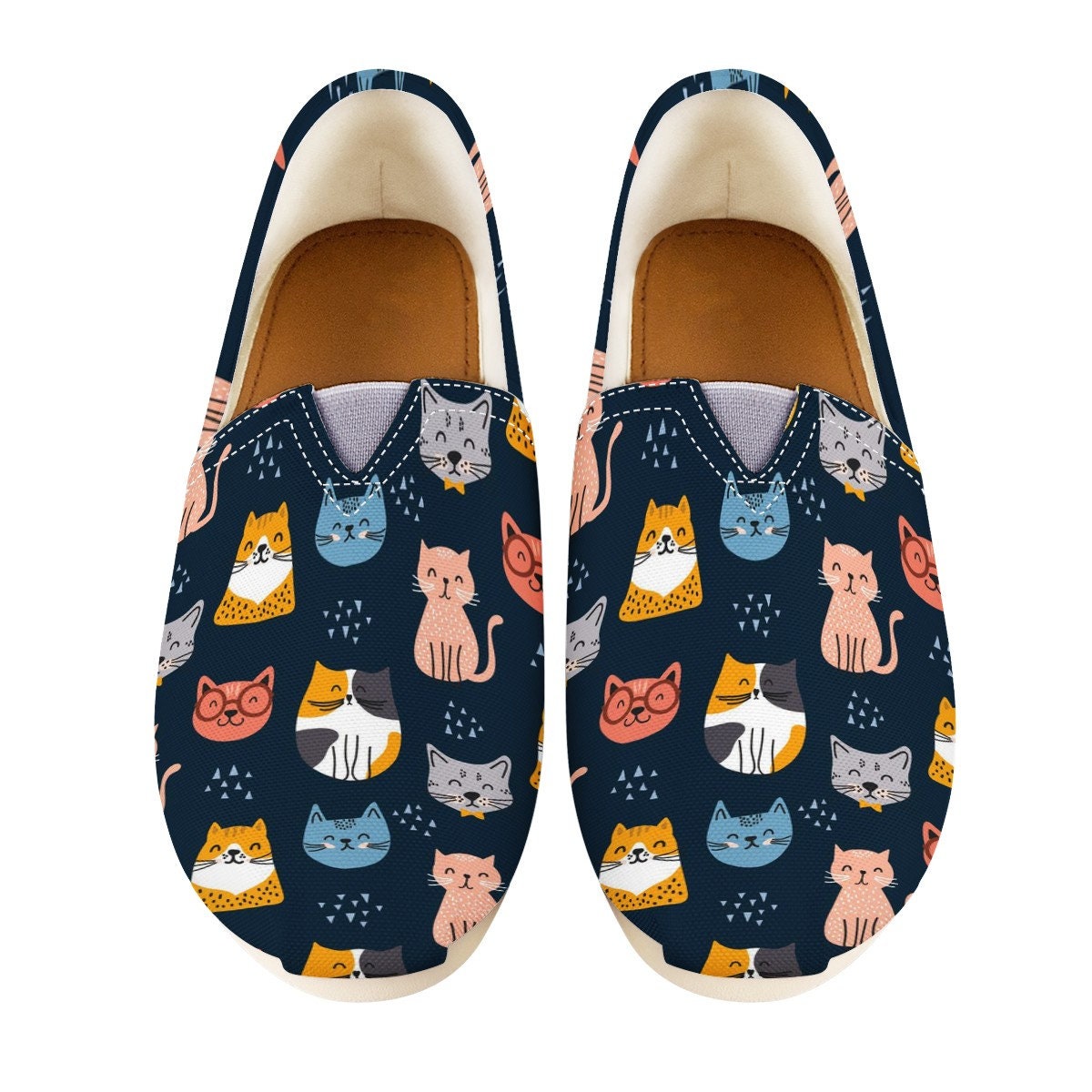 Cute Navy Cat Custom Casual Shoes, Women Casual Shoes, Kitty Casual ...