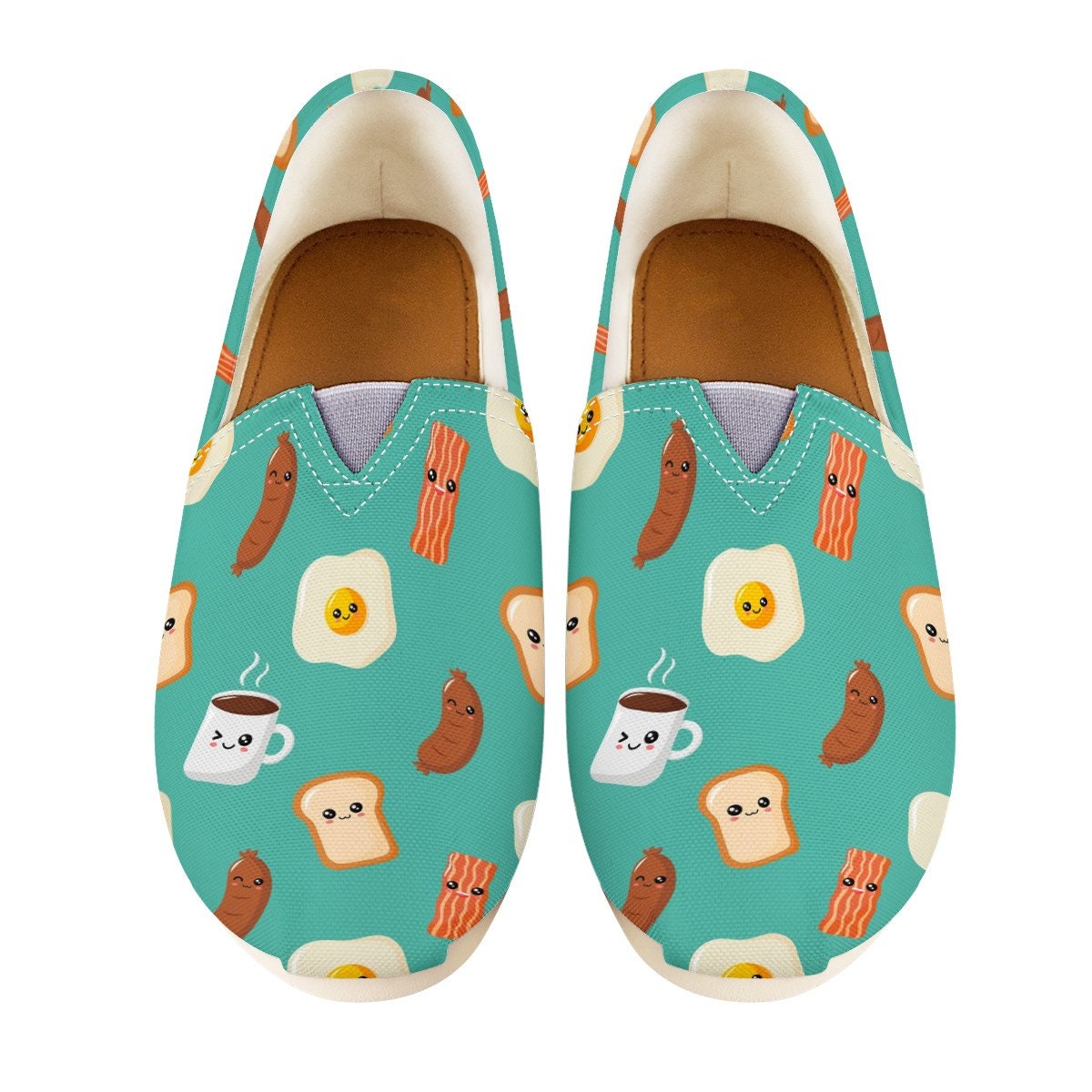 Fried Egg Casual Shoes, Kawaii Women Casual Shoes, Breakfast Casual ...