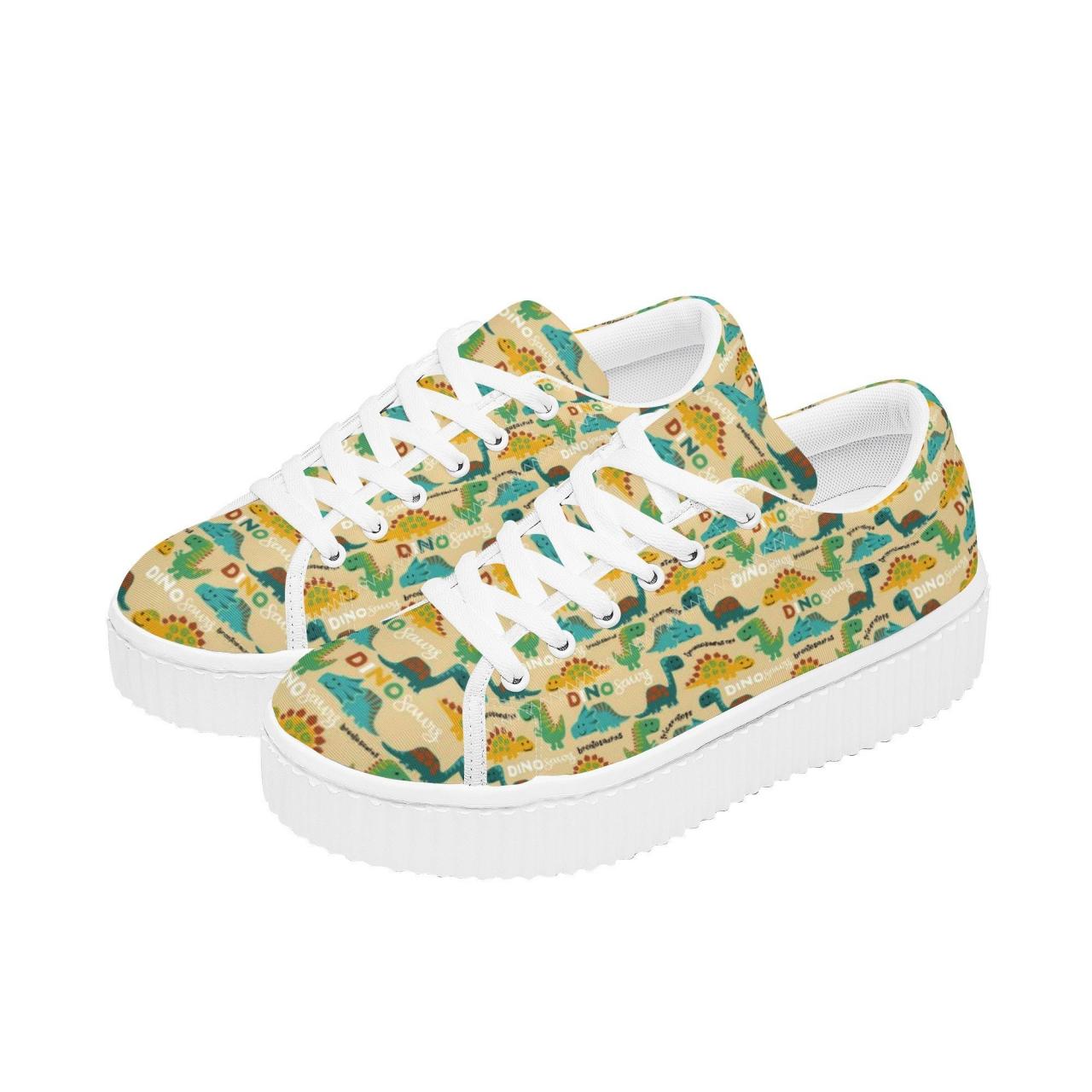 Dinosaur Print Platform Shoes | Dinosaur Sneakers | Dinasaur Women ...
