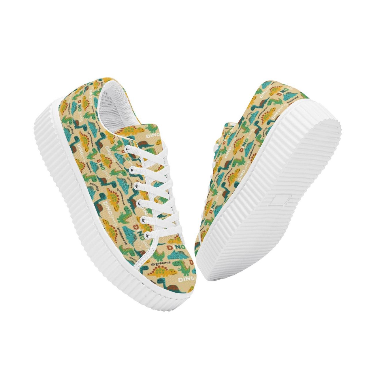 Dinosaur Print Platform Shoes | Dinosaur Sneakers | Dinasaur Women ...