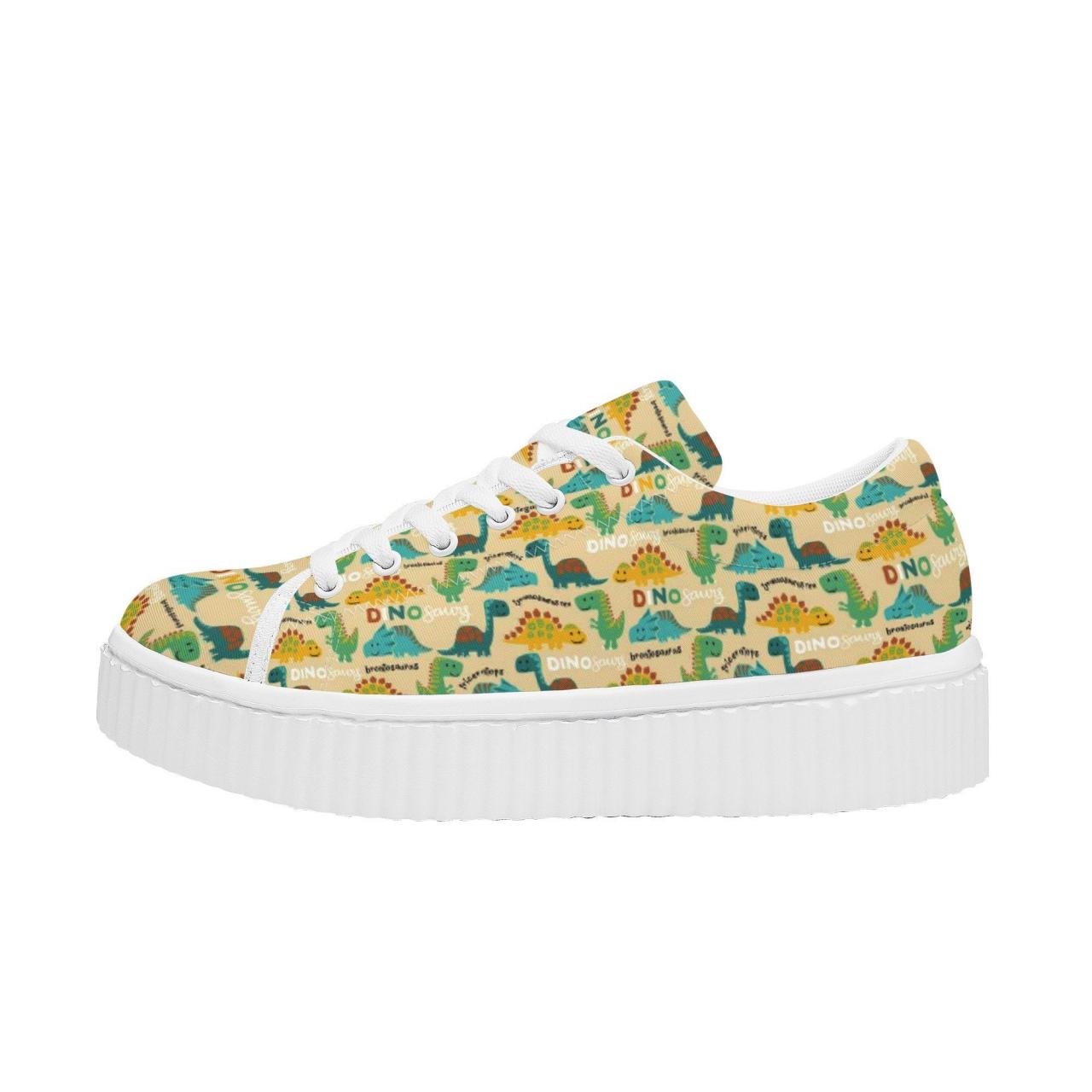 Dinosaur Print Platform Shoes | Dinosaur Sneakers | Dinasaur Women ...