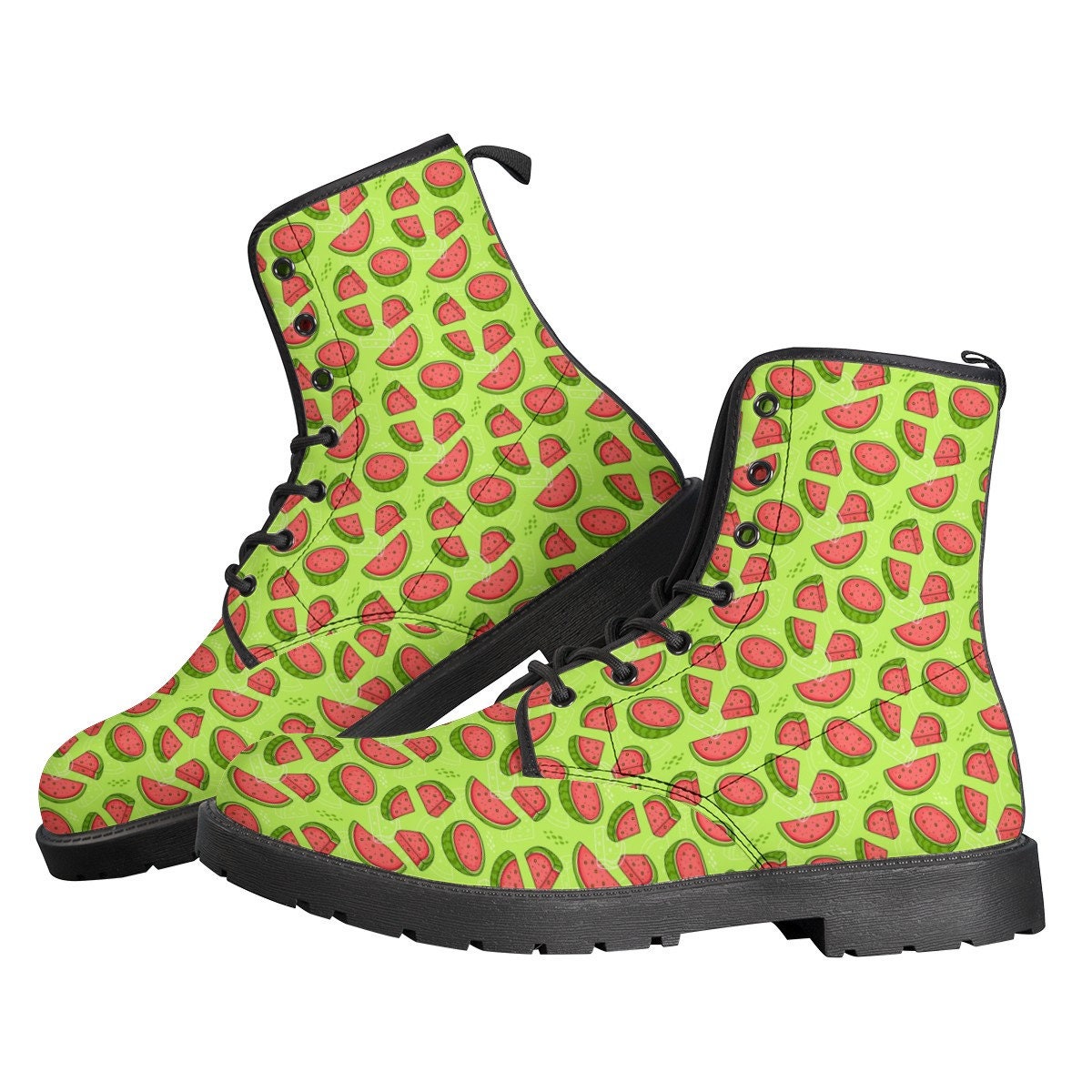 Watermelon Boots, Watermelon Fruit Leather Boots, Pink Vegan Boots ...