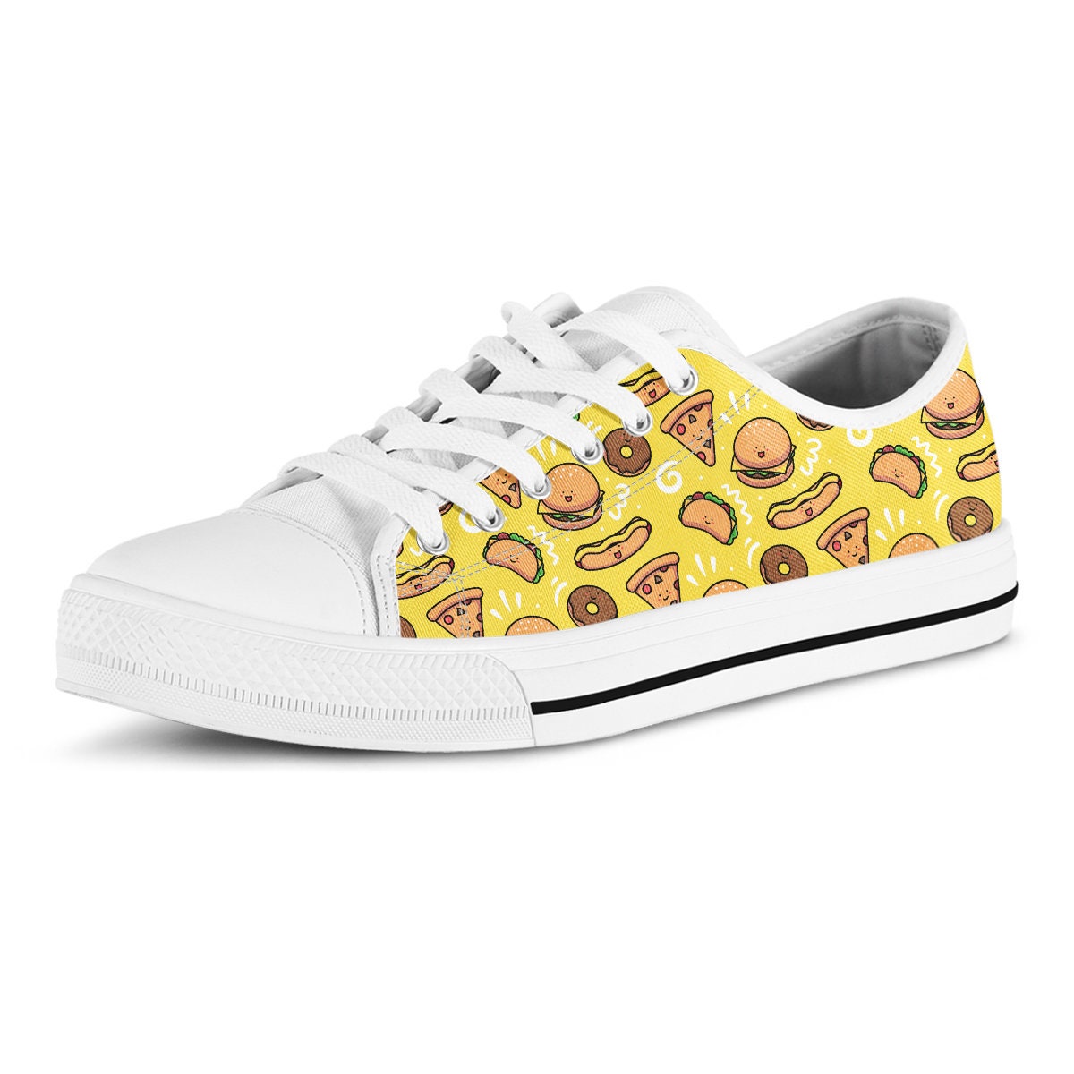 Burger Low Top Shoes, Custom Kawaii Shoes, Fast Food Women Sneakers ...