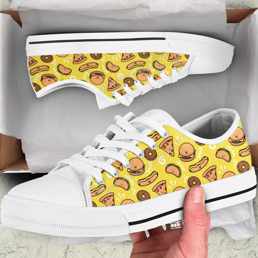 Burger Low Top Shoes, Custom Kawaii Shoes, Fast Food Women Sneakers ...