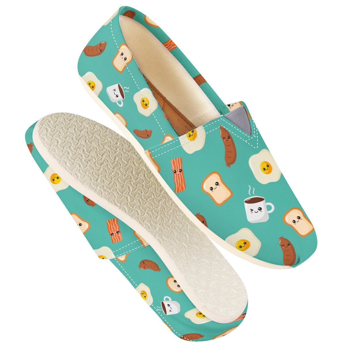 Fried Egg Casual Shoes, Kawaii Women Casual Shoes, Breakfast Casual ...