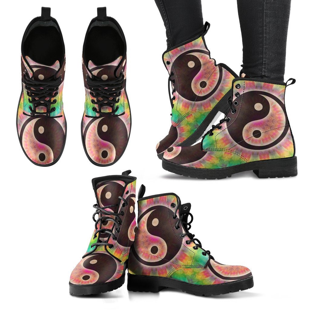Yin Yang Mandala Boots Handcrafted Women Boots, Photography Vegan ...